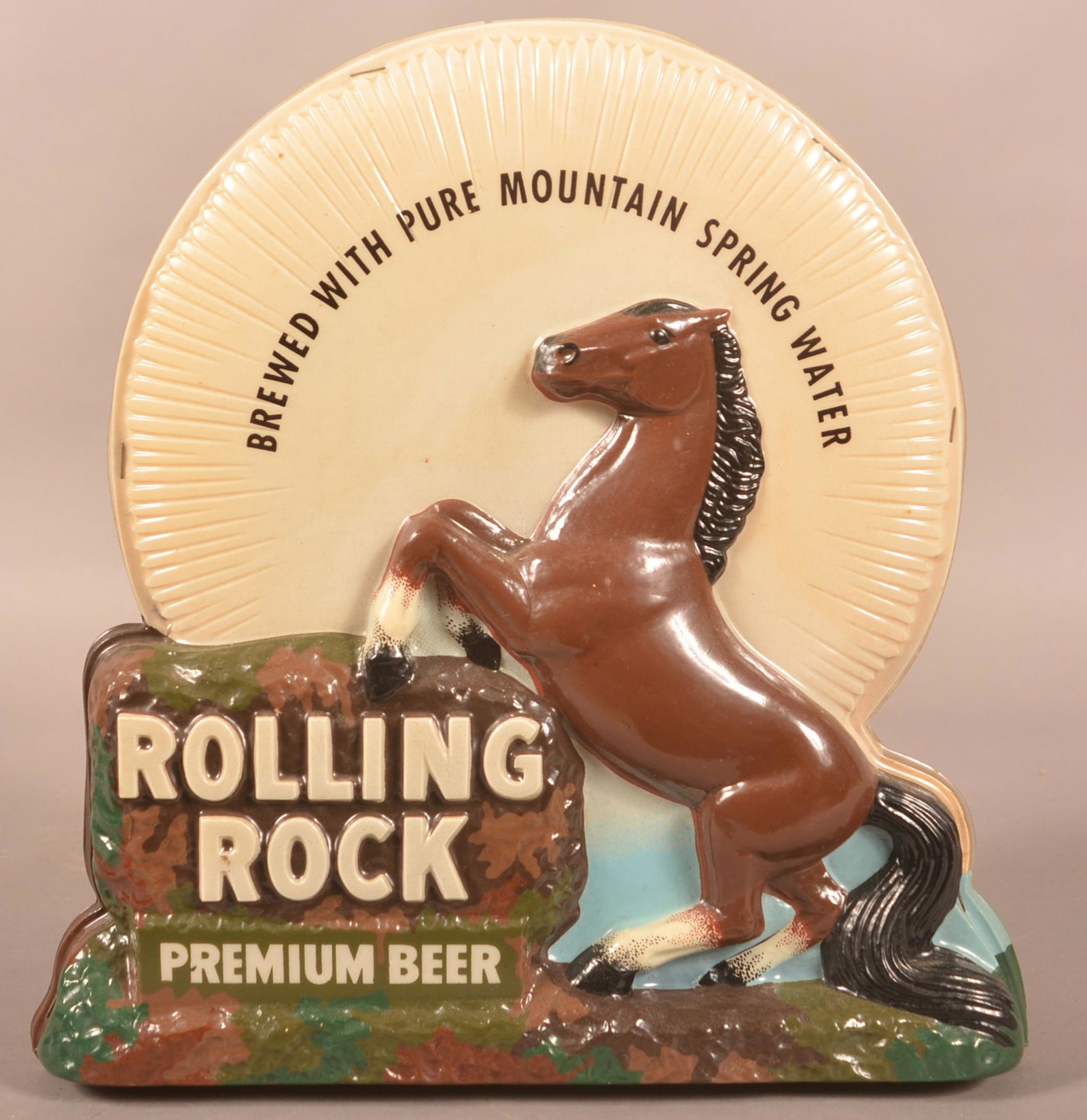 Vintage Rolling Rock Beer Advertising Motion Light Sign.