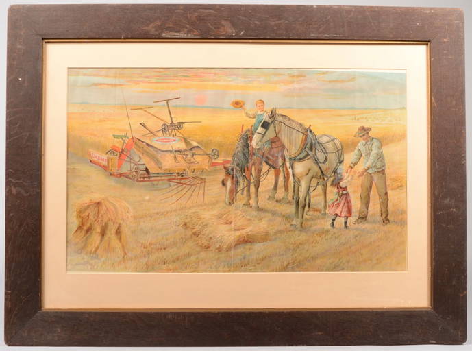 Champion Reaping Machine Color Lithographic Picture