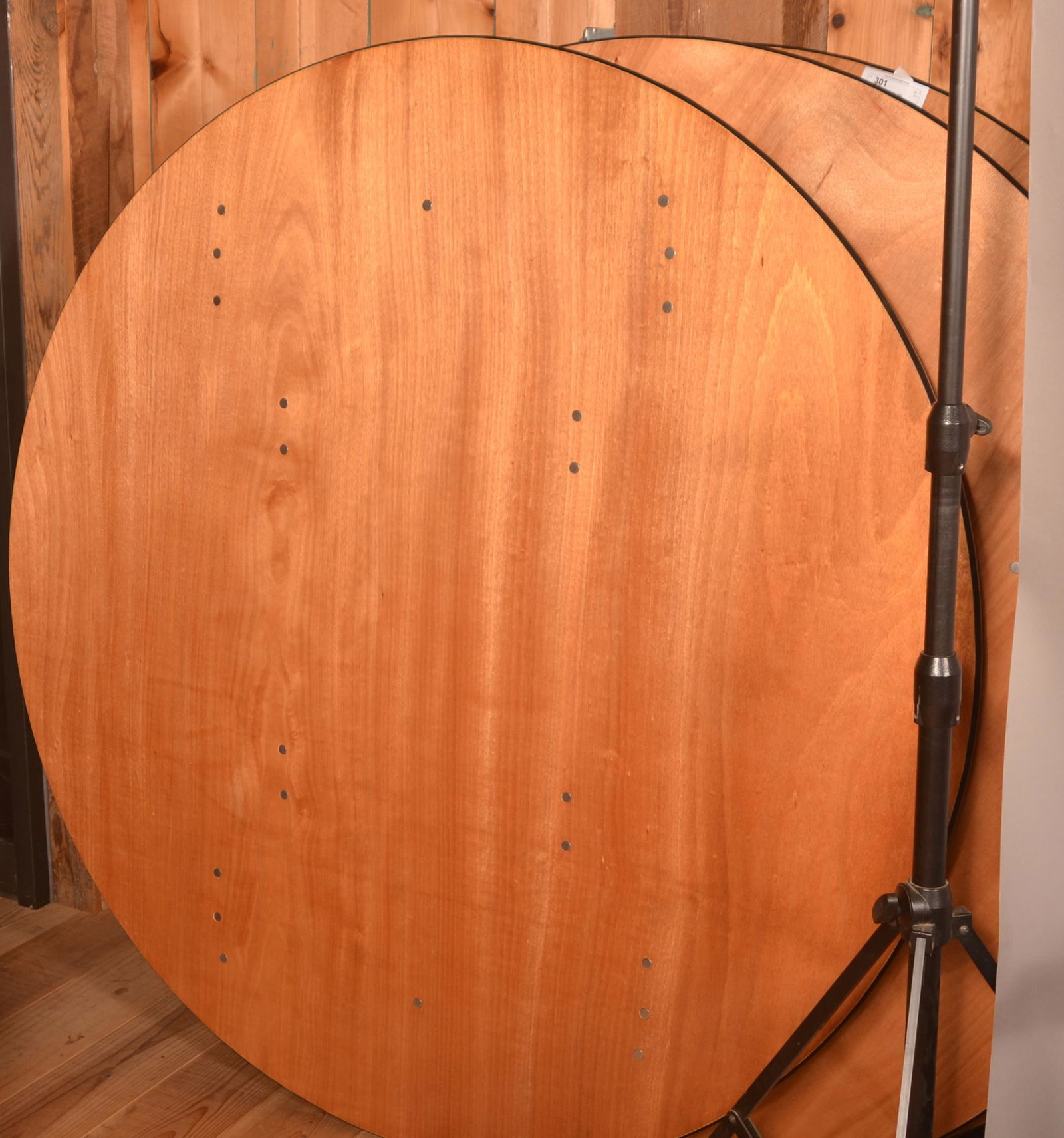 (2) 60" Circular Wooden Folding Table