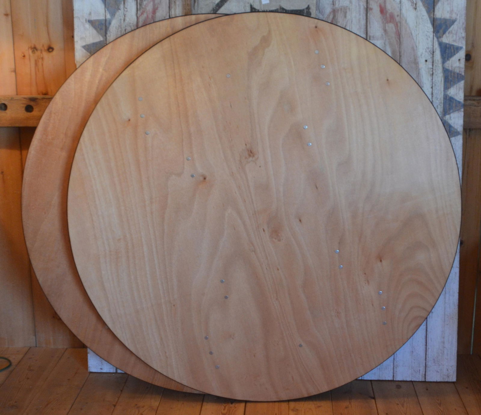 (2) 60" Circular Wooden Folding Tables