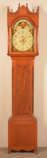 Pa Hepplewhite Cherry Tall Case Clock.