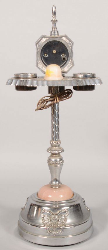 605: Art Deco Chrome Plated Steel Smoking Stand. Equipp : Lot 605