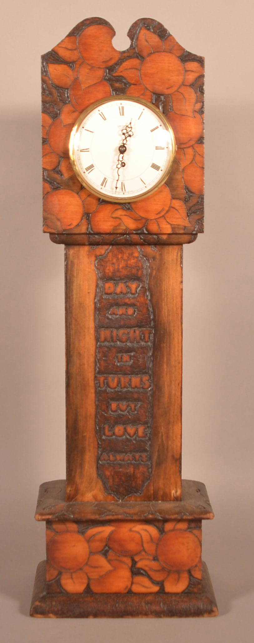 Antique Miniature Pyrography Tall Case Clock. Auction