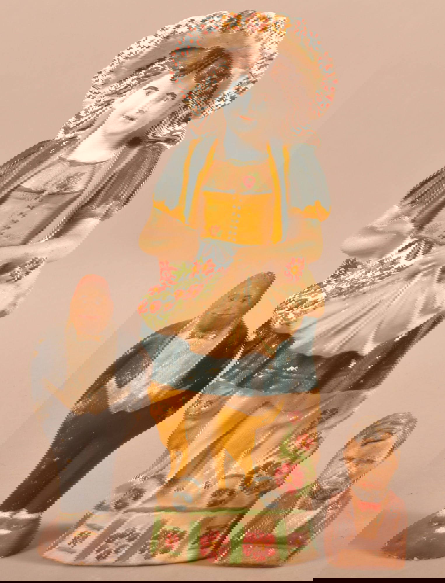 Three Solid Cast Chalkware Figures. Auction