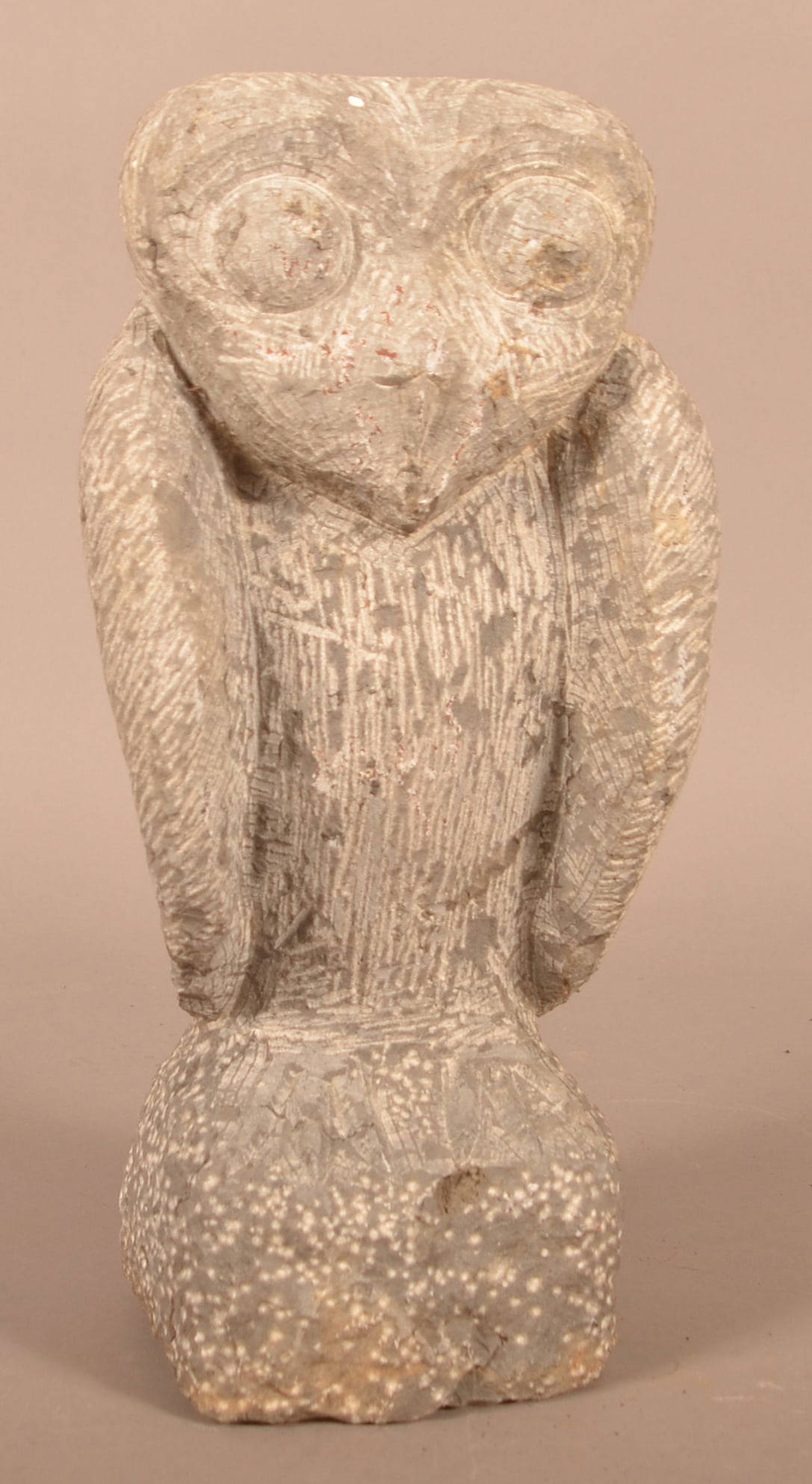 Vintage Carved Stone Owl Sculpture. Auction