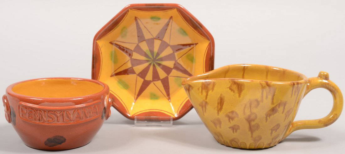 Three Seagraves Initialed Redware Dishes. A Short