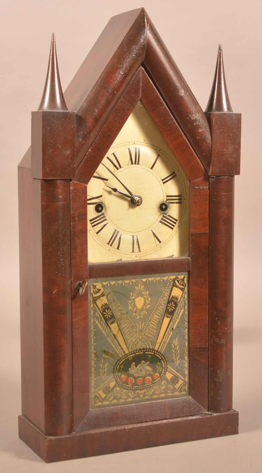 Terry & Andrews Mahogany Veneer Case Steeple Clock. Auction