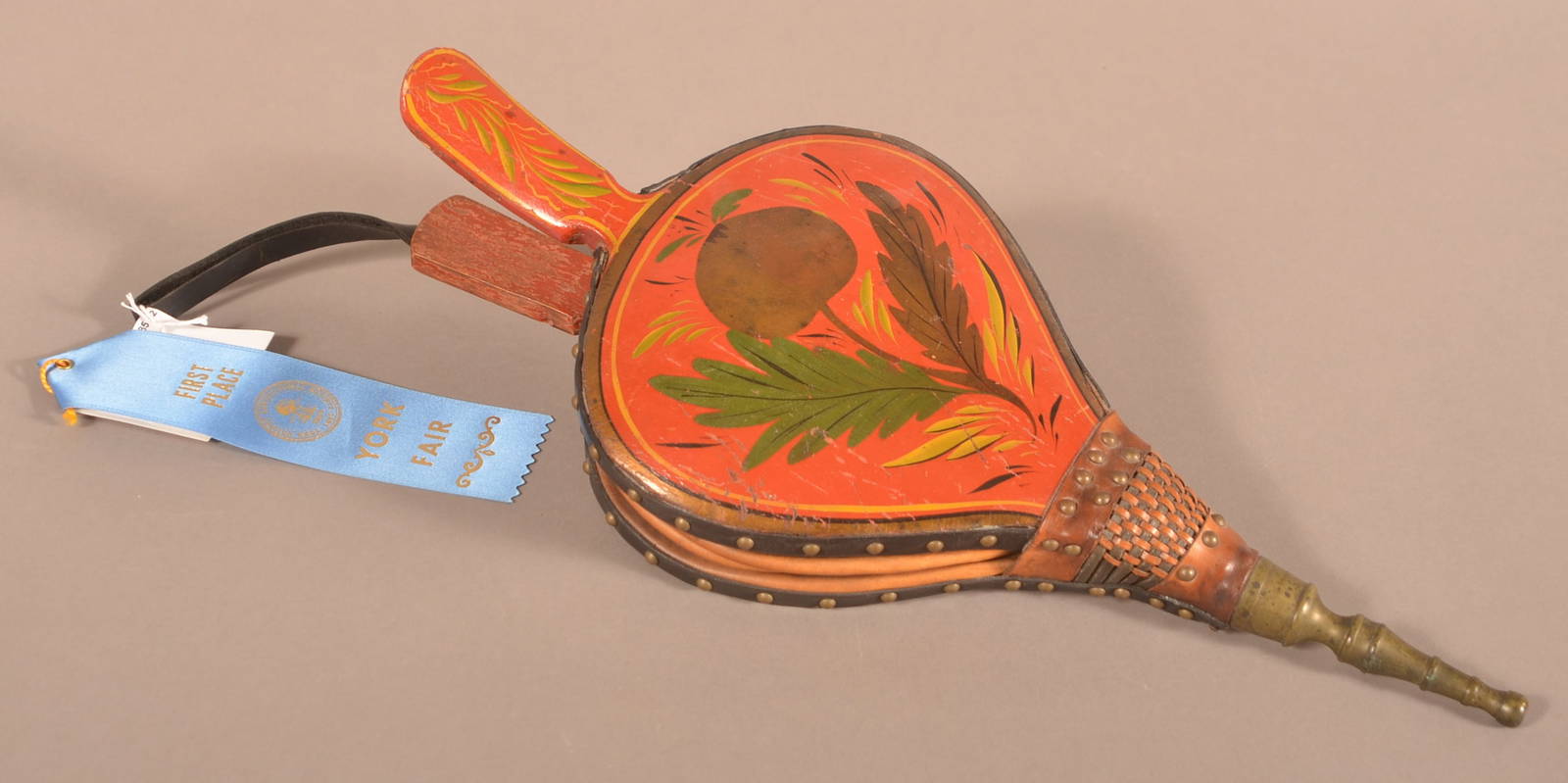 19th Century Paint-decorated Teardrop Bellows. Auction