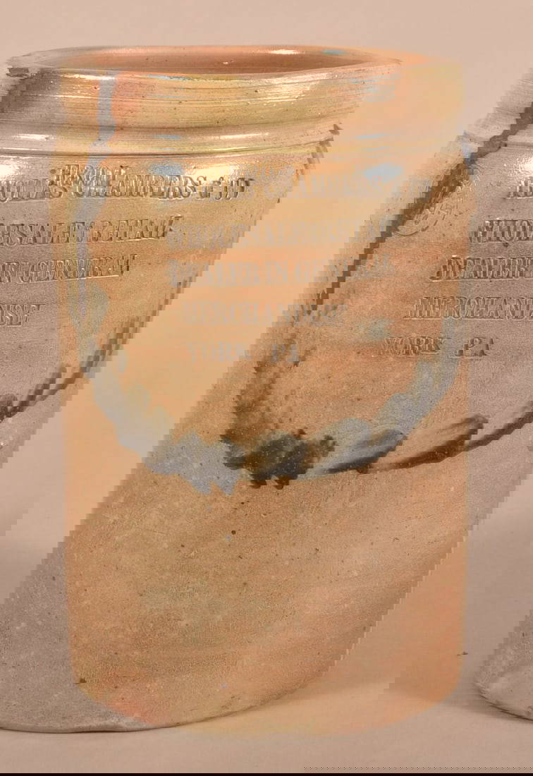 Rare P. Herrmann 1-gallon Advertising Crock. Auction