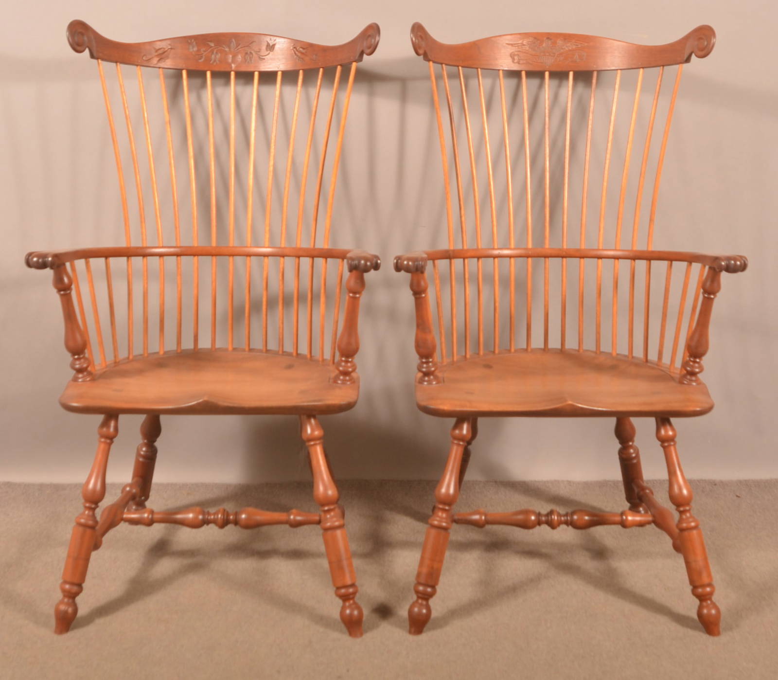 Pair Of Sam Laity Ii Windsor-style Comb-back Armchairs. Auction