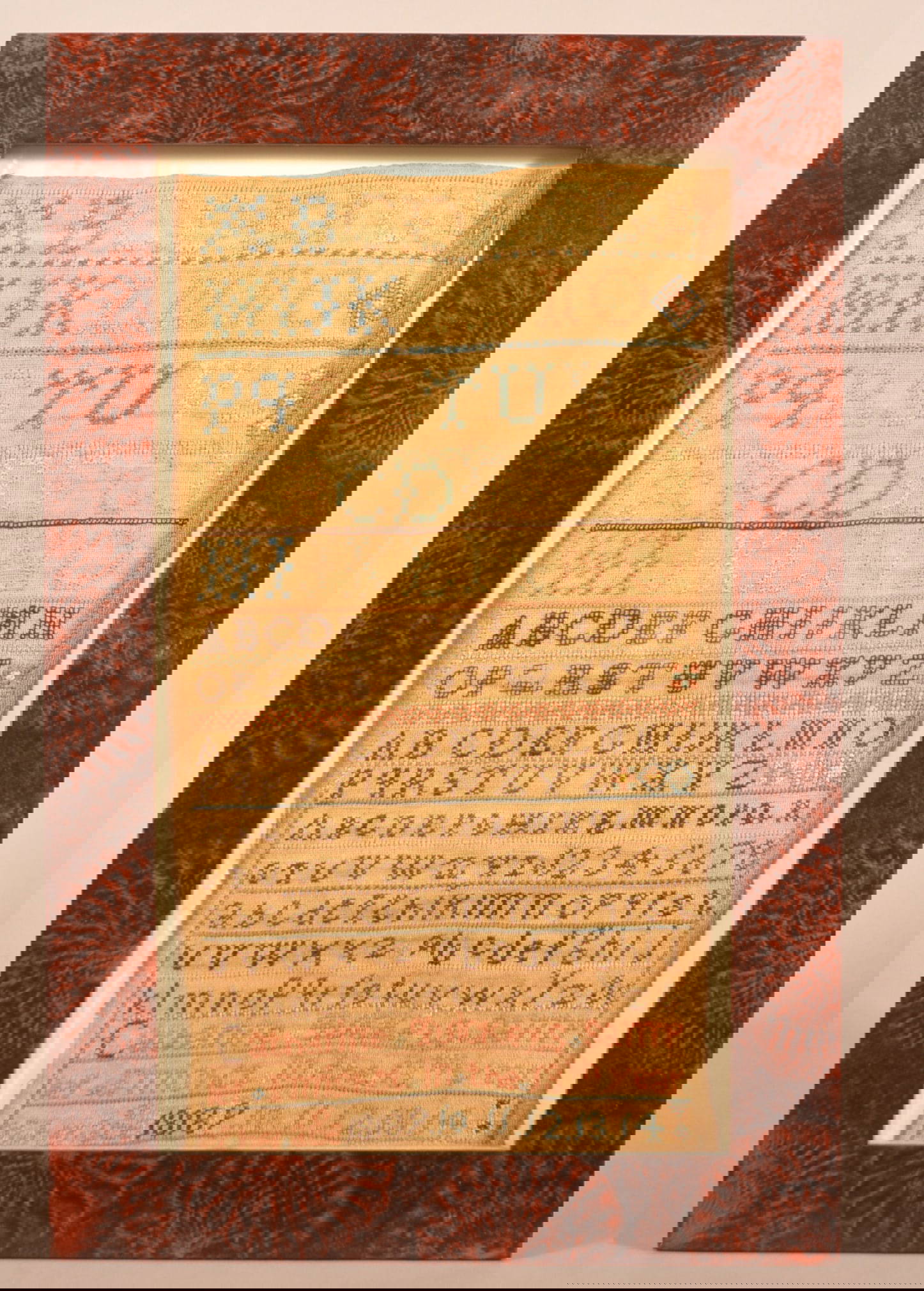 York County 1818 Rowed-type Needlework Sampler. Auction