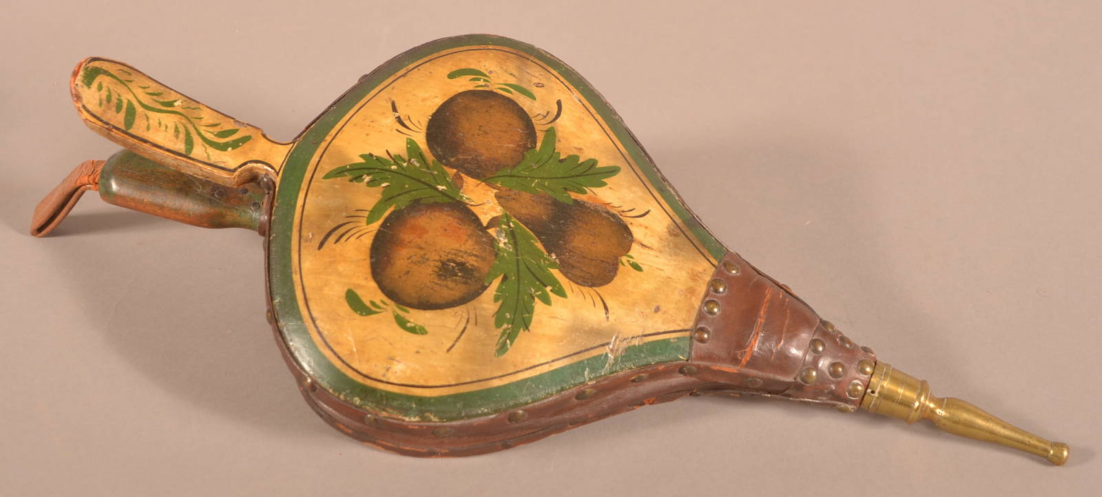 19th Century Paint-decorated Teardrop Bellows. Auction