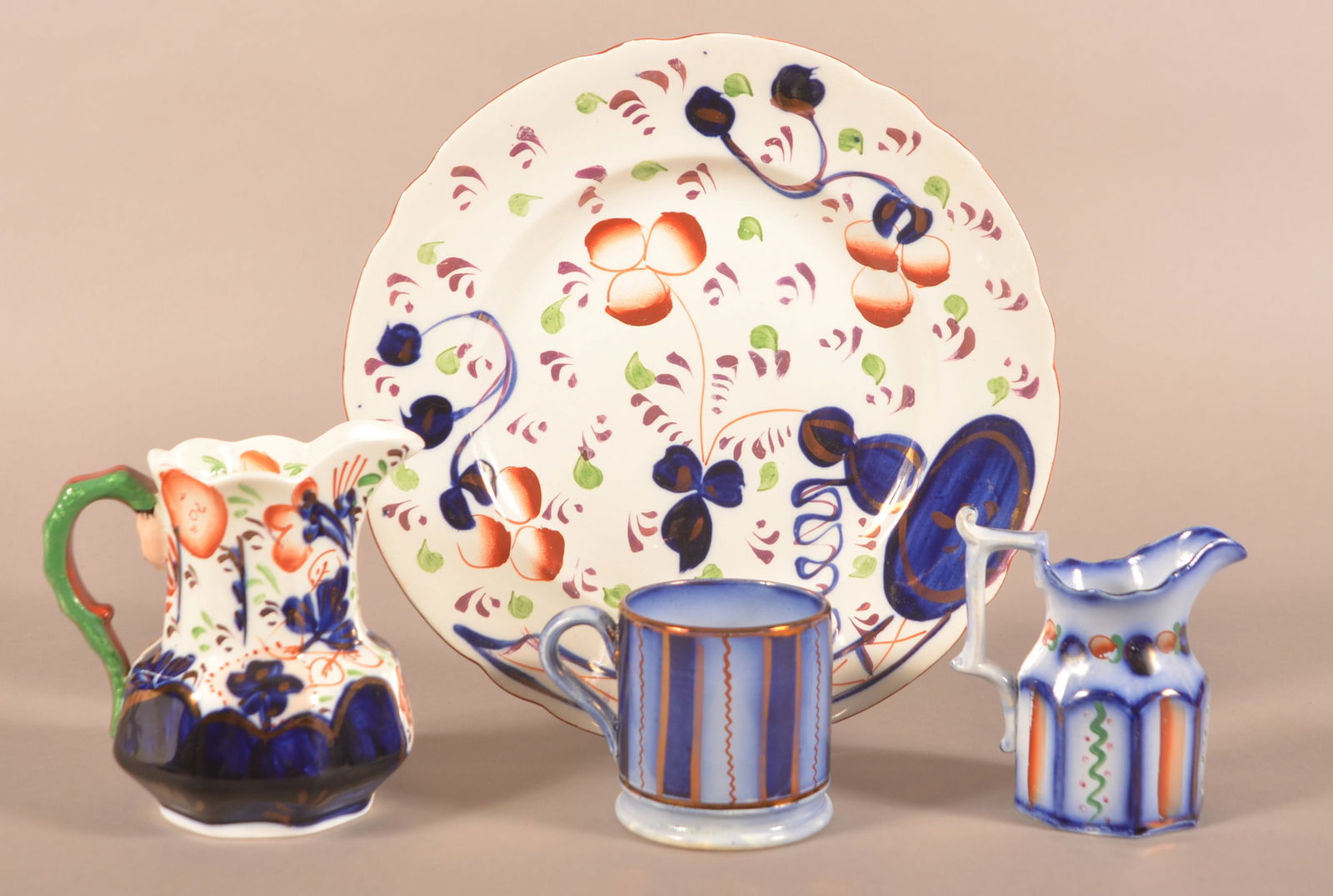 Four Pieces Of Antique Gaudy Welsh China. Auction