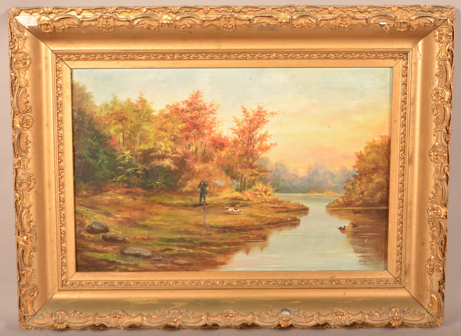 Duck Hunt Oil On Board Painting - "sloan 1896". Auction