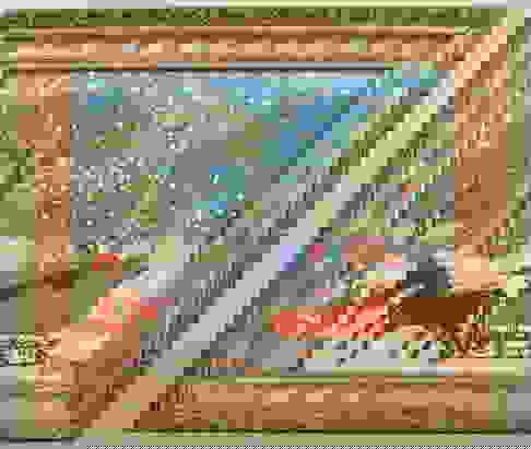 Barbara Strawser 2004 Folk Art Watercolor Painting. Auction