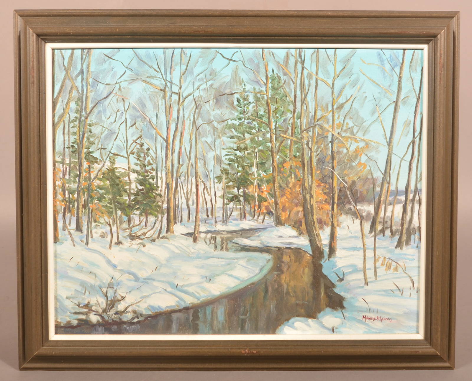 Mildred Gehman Oil On Board Impression Landscape. Auction