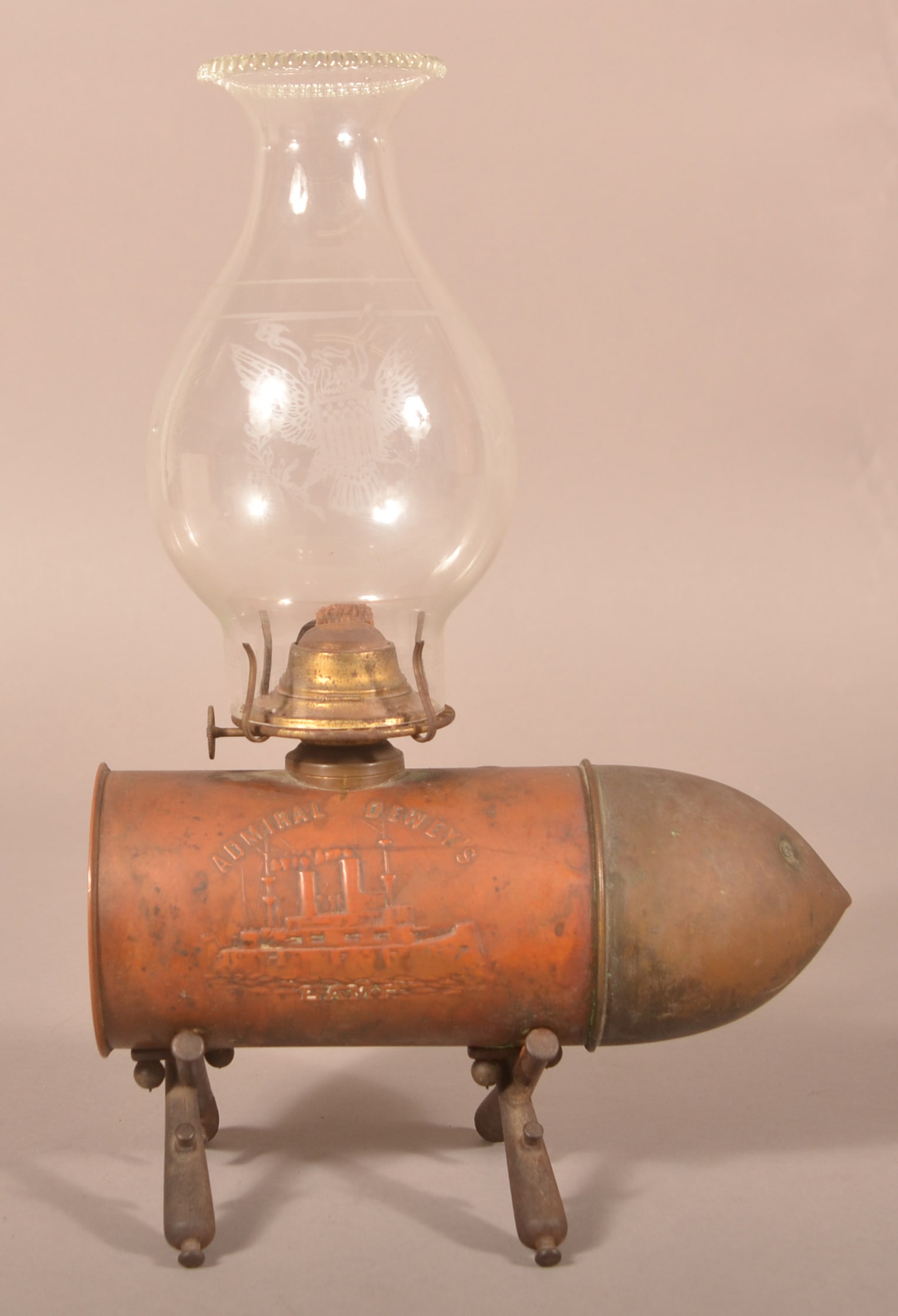 Admiral Dewey's Artillery Shell Oil Lamp. Auction