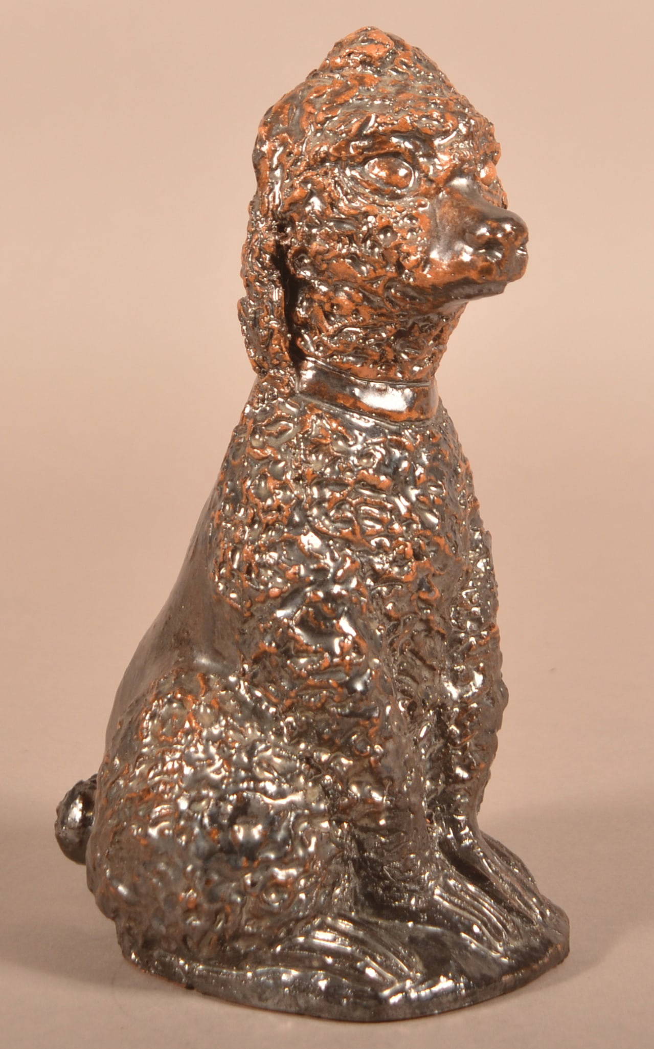 Antique/vintage Hand-molded Redware Poodle. Auction