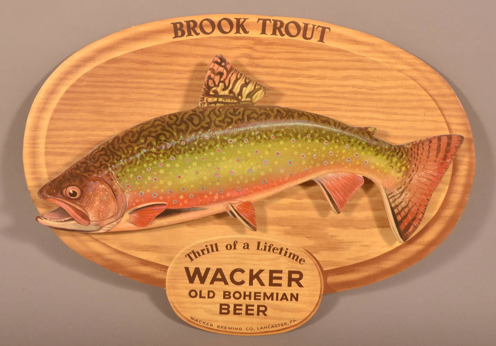 Wacker Old Bohemian Beer Cardboard Advertising Sign. Auction