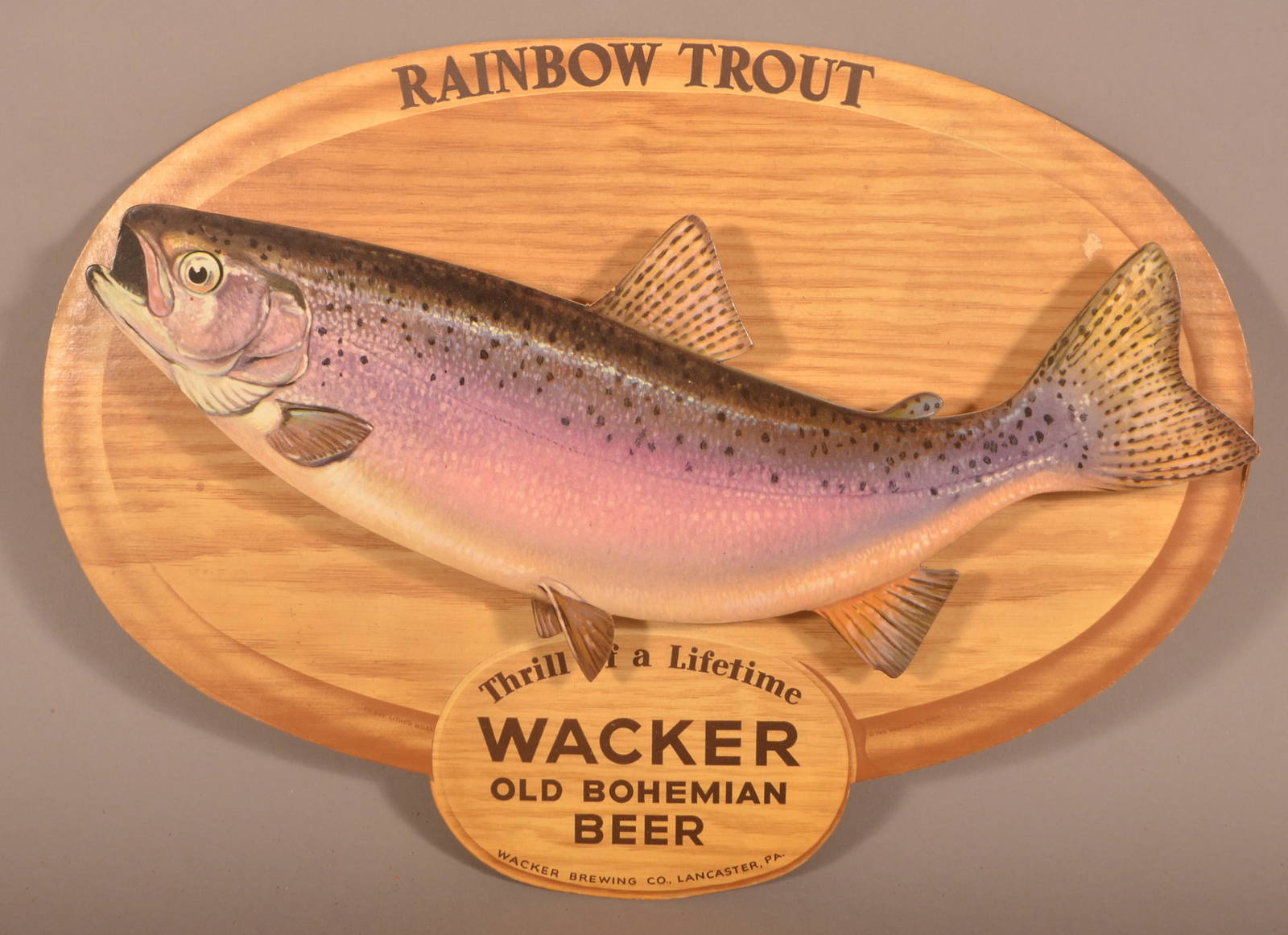 Wacker Old Bohemian Beer Cardboard Advertising Sign. Auction