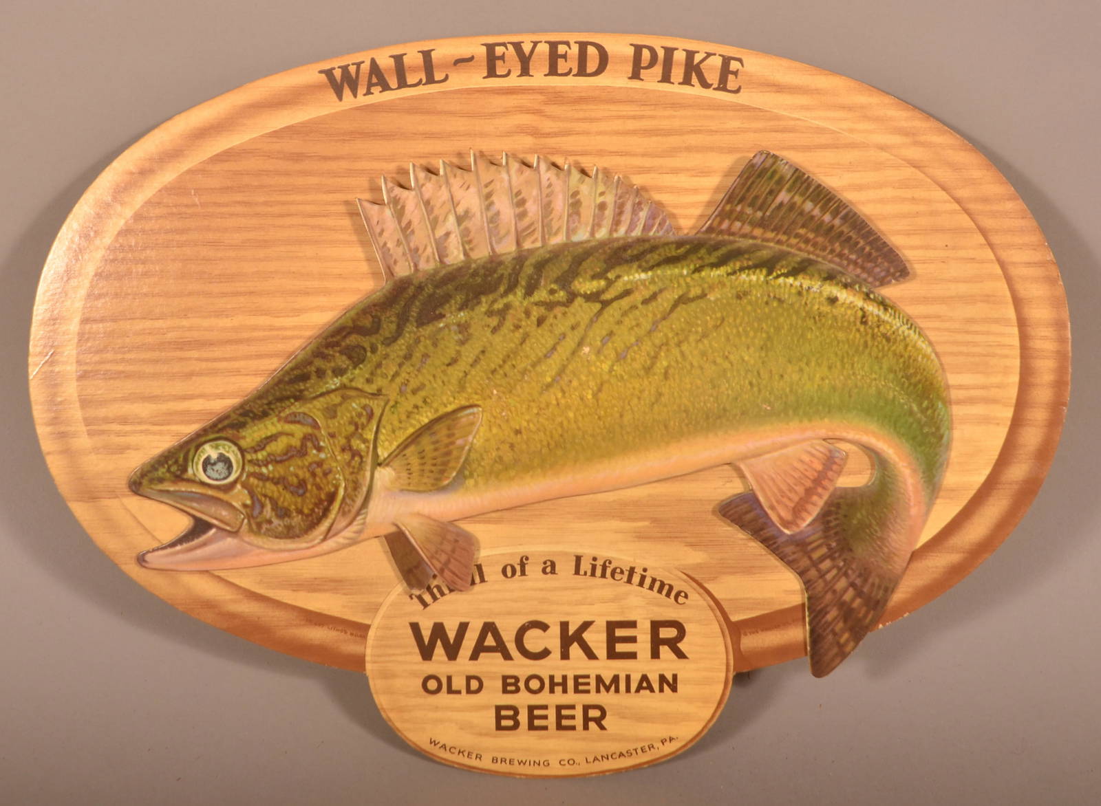 Wacker Old Bohemian Beer Cardboard Advertising Sign. Auction