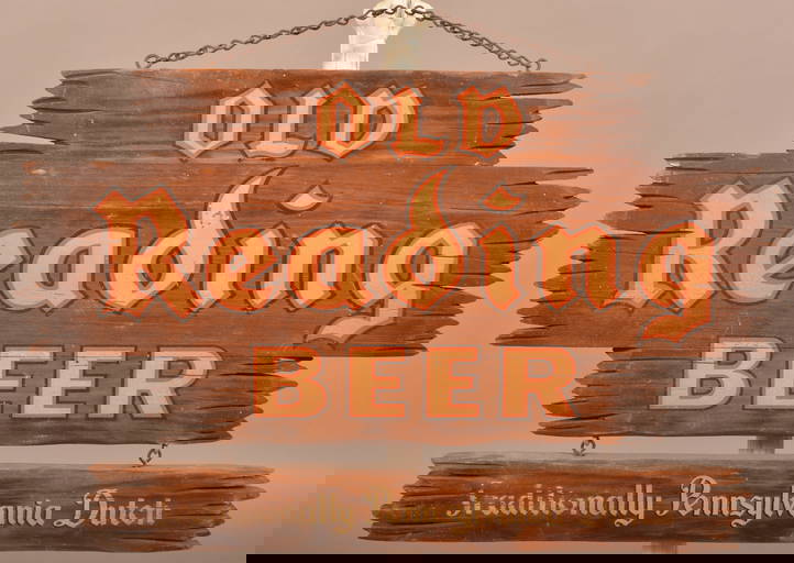 Vintage Old Reading Beer Double Sided Rustic Wood Sign.