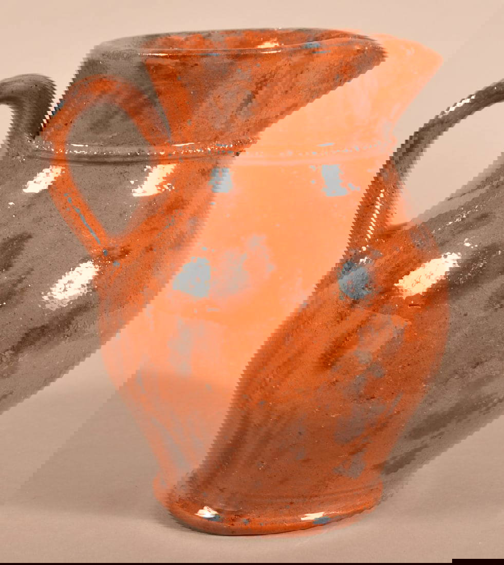 Glazed Redware Pitcher Attrib. To Jacob Medinger. Auction