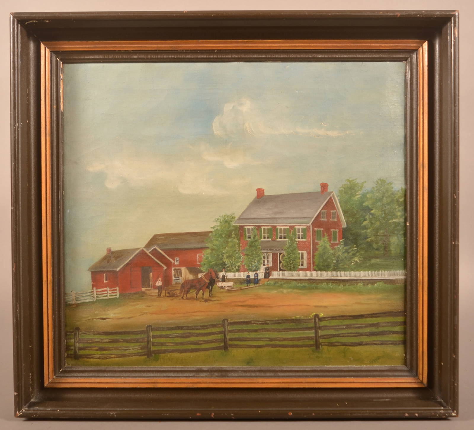 C.m. Balliet 1918 Farmstead Oil On Canvas. Auction
