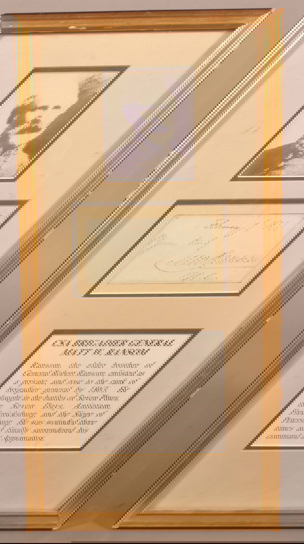 Autograph Of Csa Brigadier Gen. Matt. W. Ransom Auction