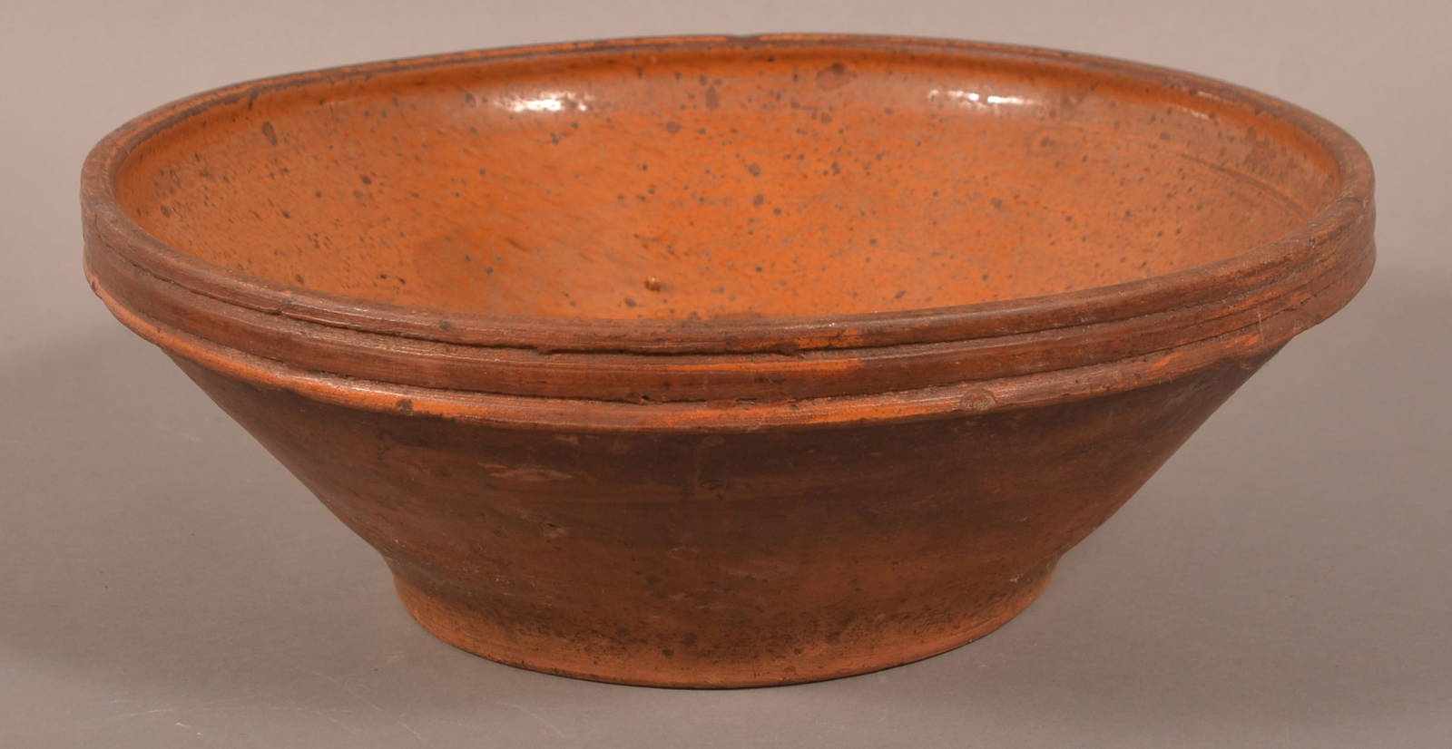 Large 19th Century Redware Splayed-edge Bowl. Auction
