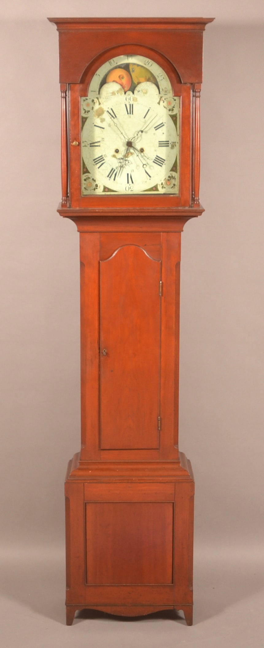 York Co., Pa Hepplewhite Cherry Tall Case Clock. Auction