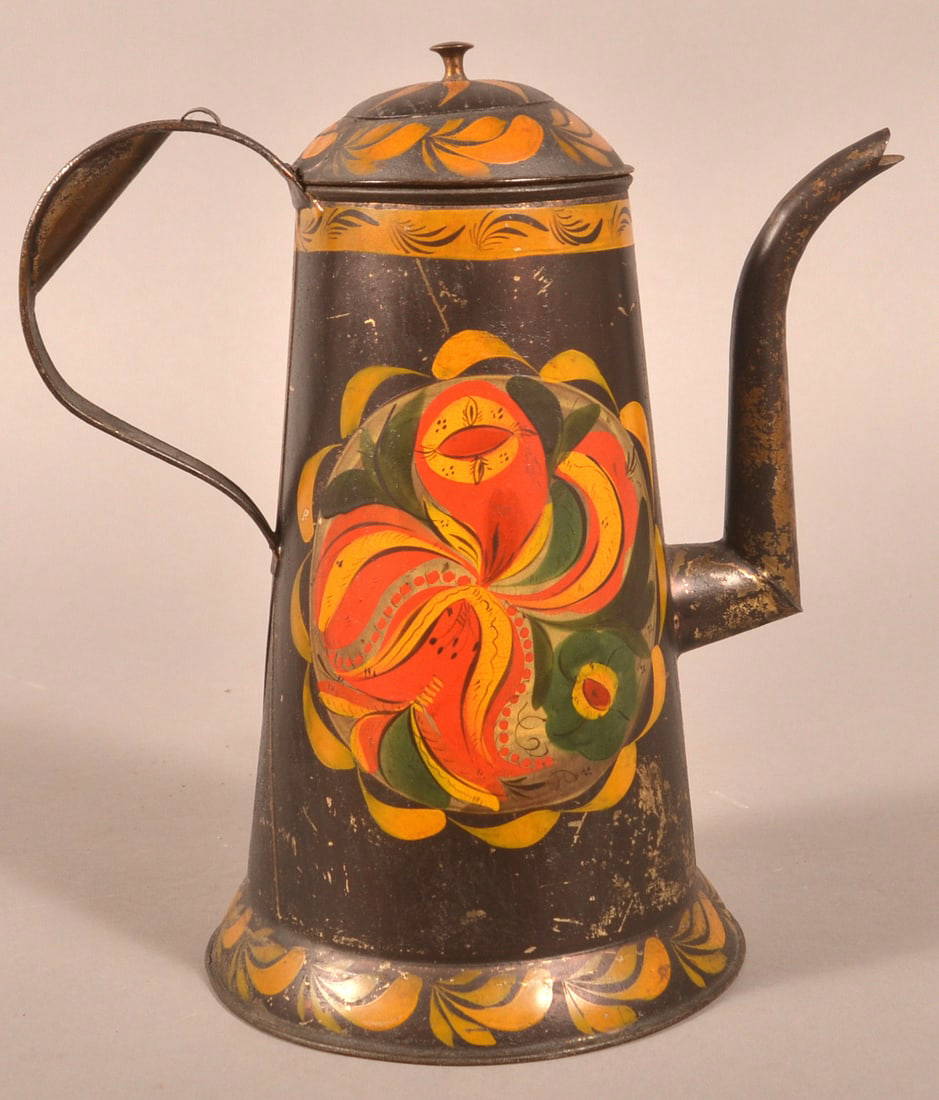 Pennsylvania Lighthouse-form Toleware Coffee Pot. Auction
