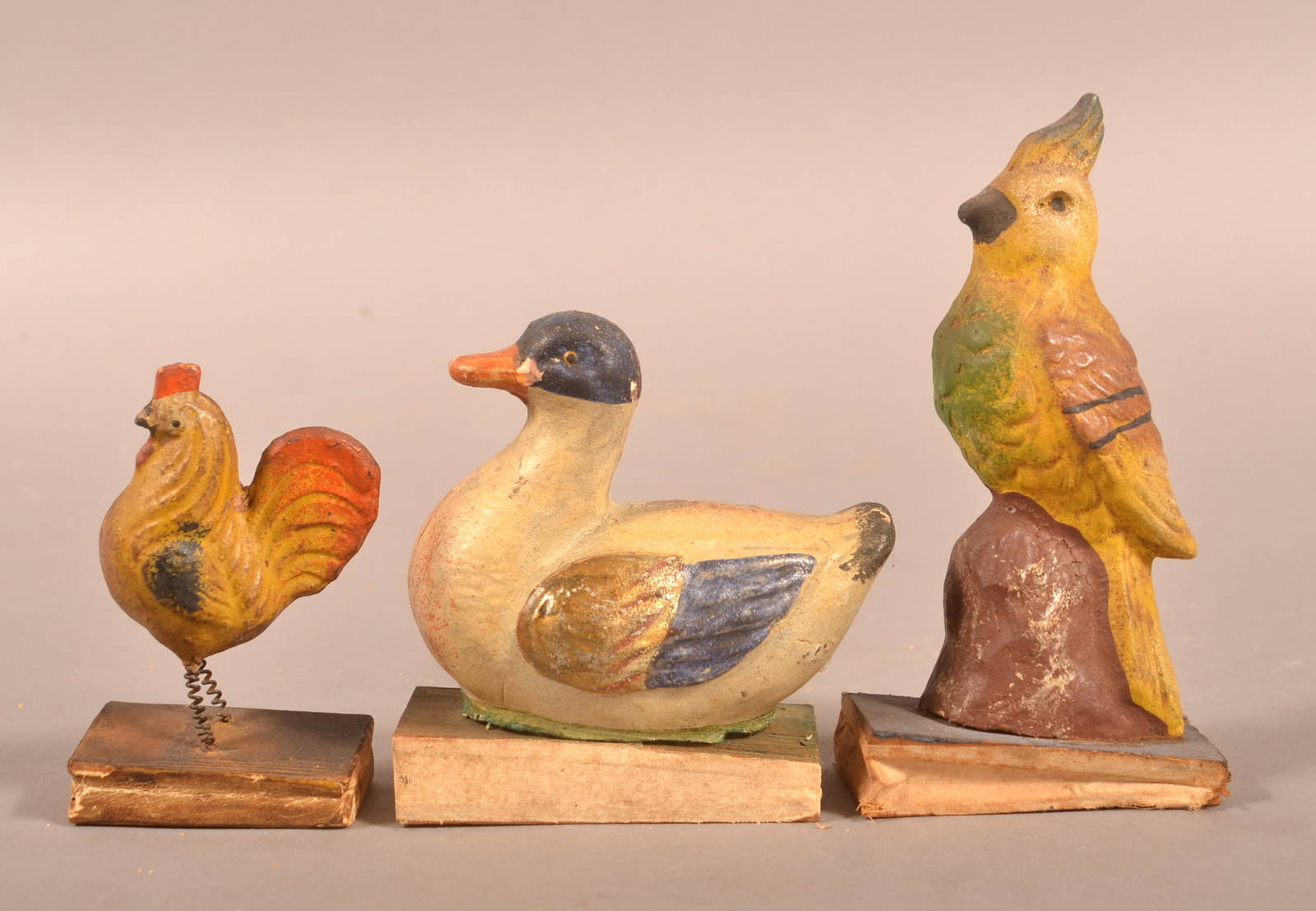 Three Various Antique Bird-form Squeak Toys. Auction
