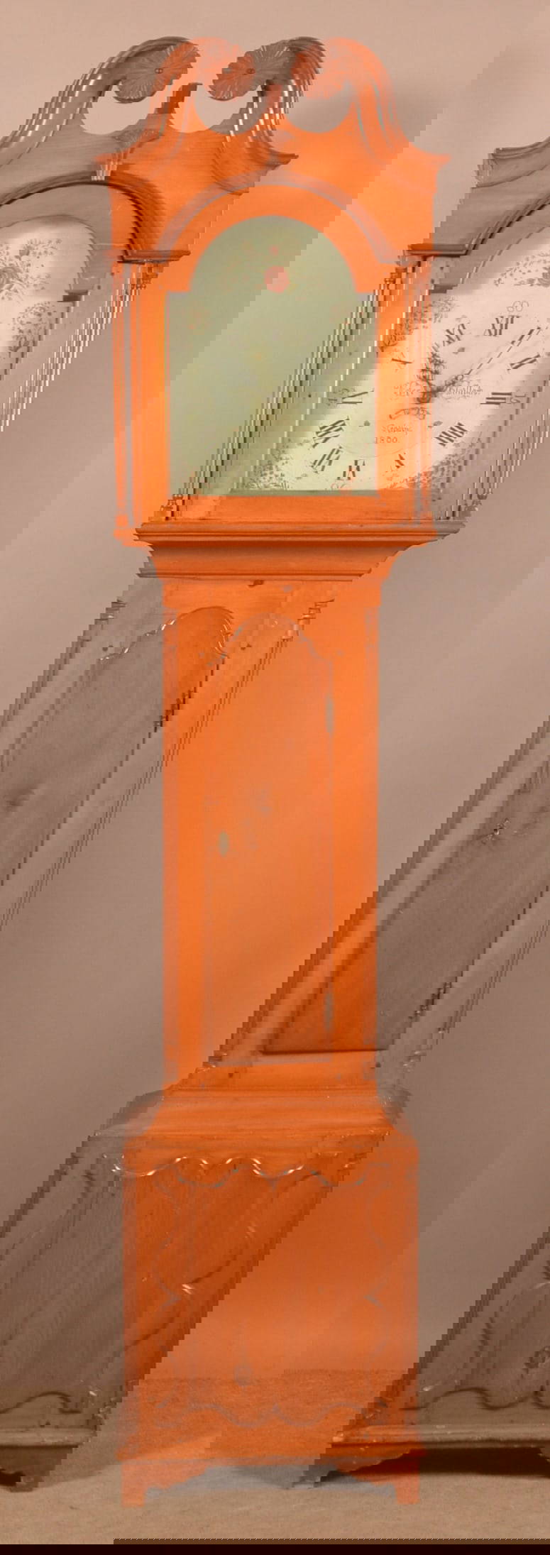 Pennsylvania Chippendale Cherry Tall Case Clock. Auction