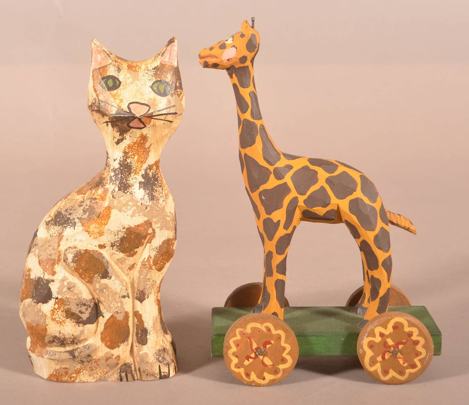 Jonathan Bastian Folk Art Cat And Giraffe. Auction