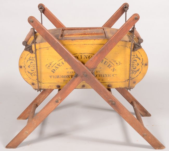 Yellow Davis Swing Churn. A frame hung swinging butter : Lot 278