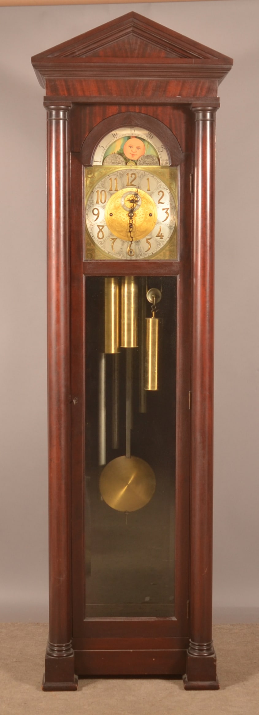 Colonial Mfg. Co. Mahogany Tall Case Clock. Auction