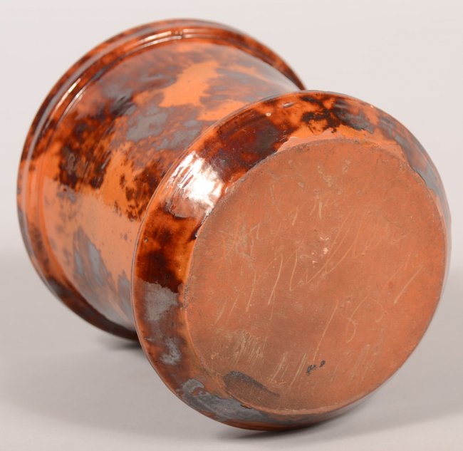 39. 19th Century Redware Pottery Flower Pot Signed "Sol : Lot 39