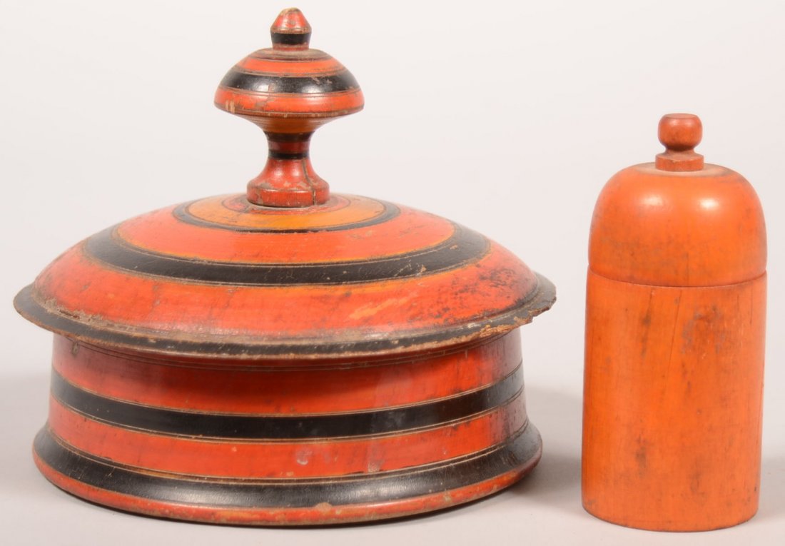 406. Two 19th Century Treenware Canisters. Red, black a - Jun 01, 2013 ...
