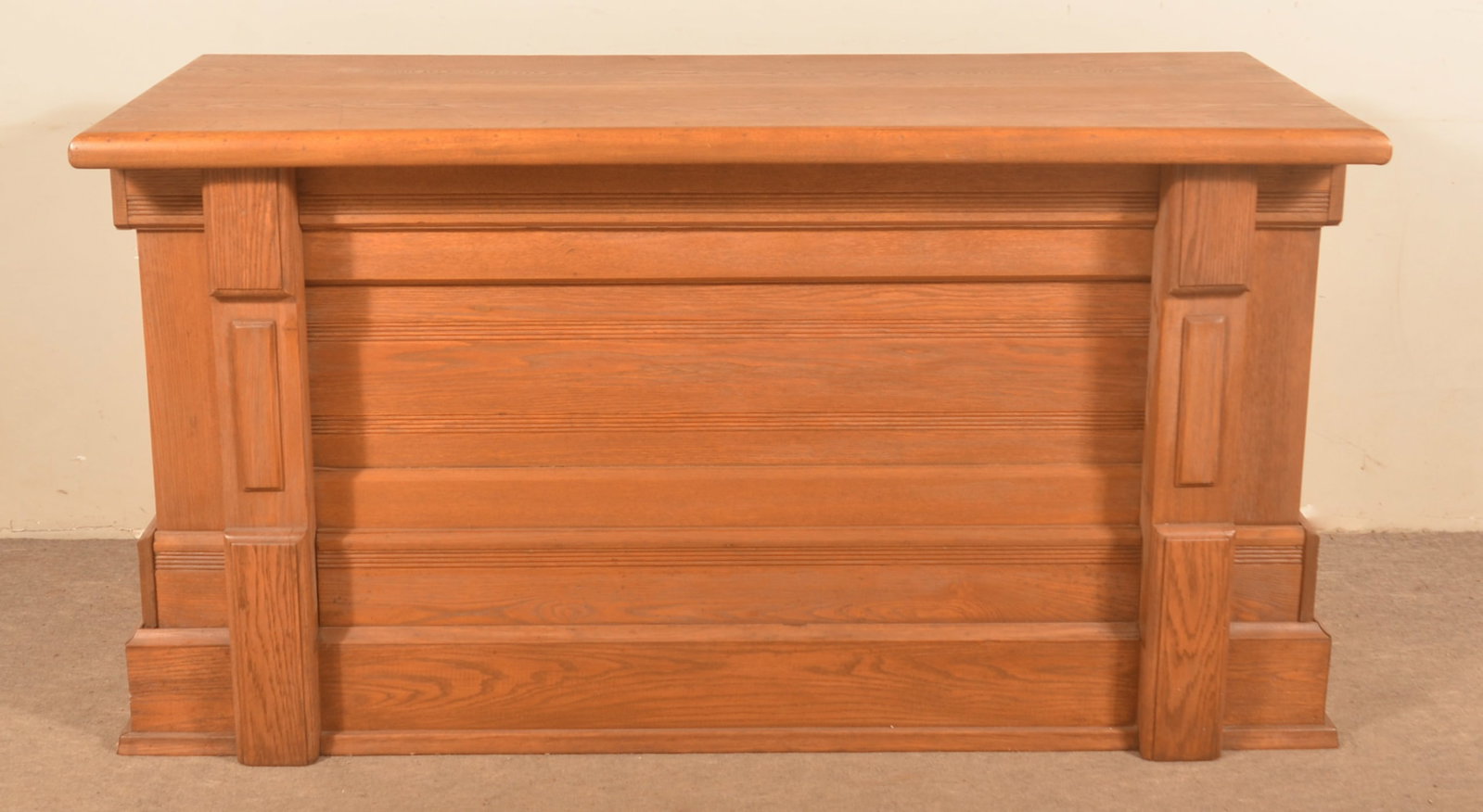 Recessed Panel Oak General Store Antique Counter. Auction