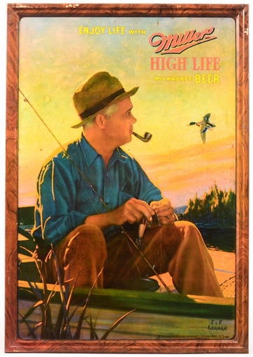 J.f. Kernan Tin Lithograph Miller High Life Beer