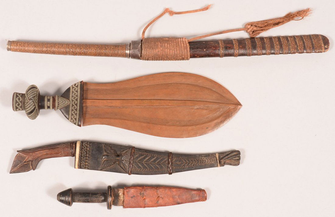 Group of (4) exotic blades and daggers: 1) African