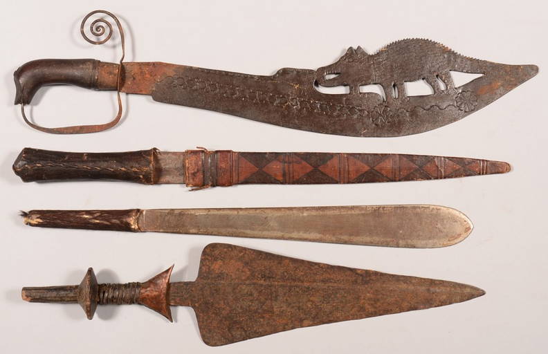 Lot Of (4) Tribal Knives: North African Dagger, African