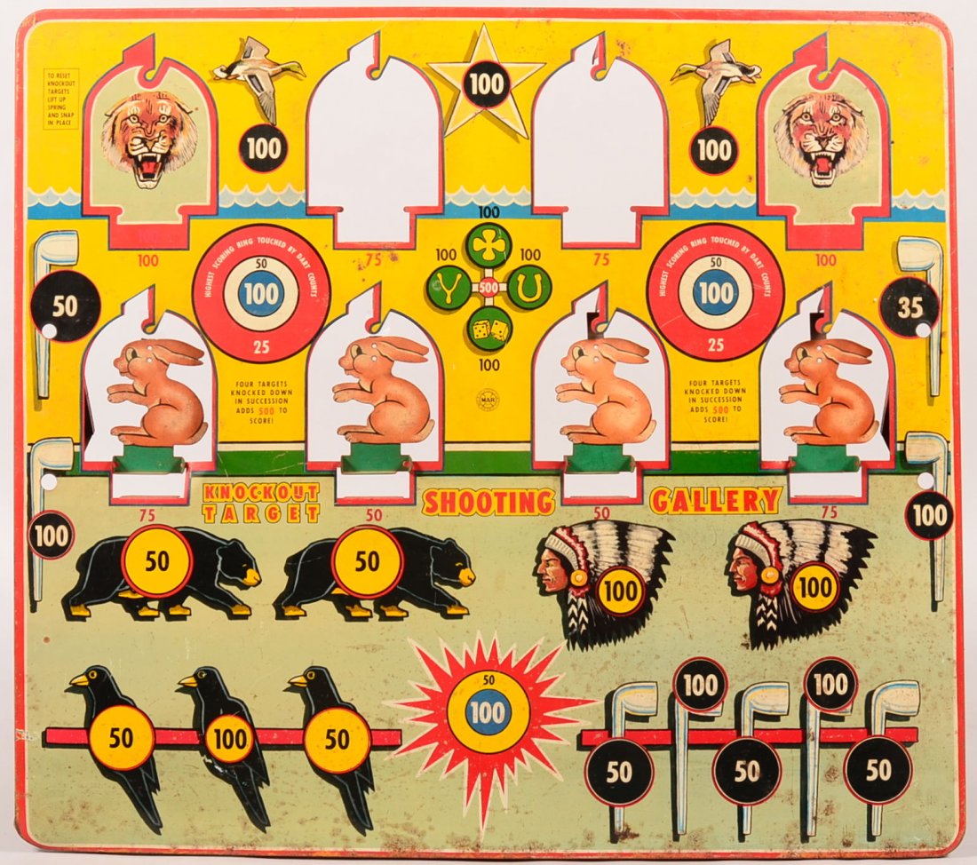 Marx tin lithograph Knockdown Target Shooting Gallery.