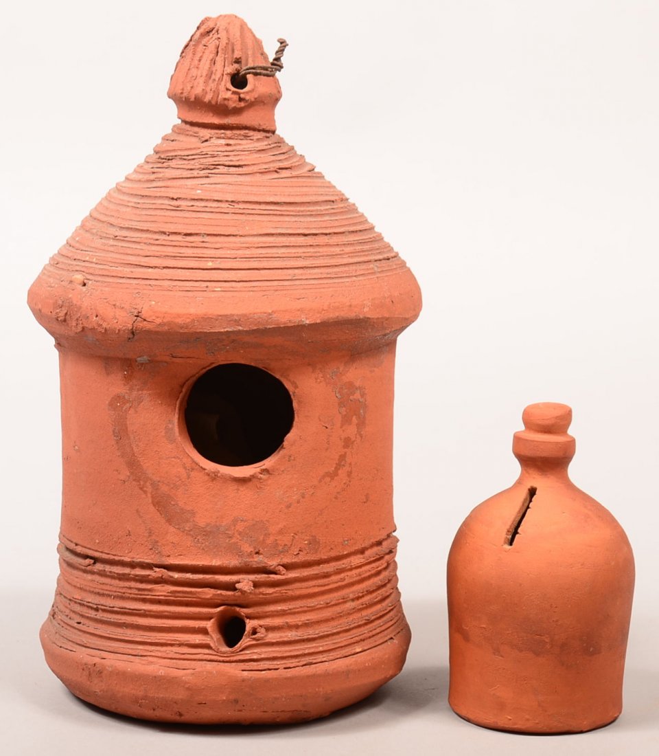 Two Unglazed Redware Pottery Pieces Attributed To