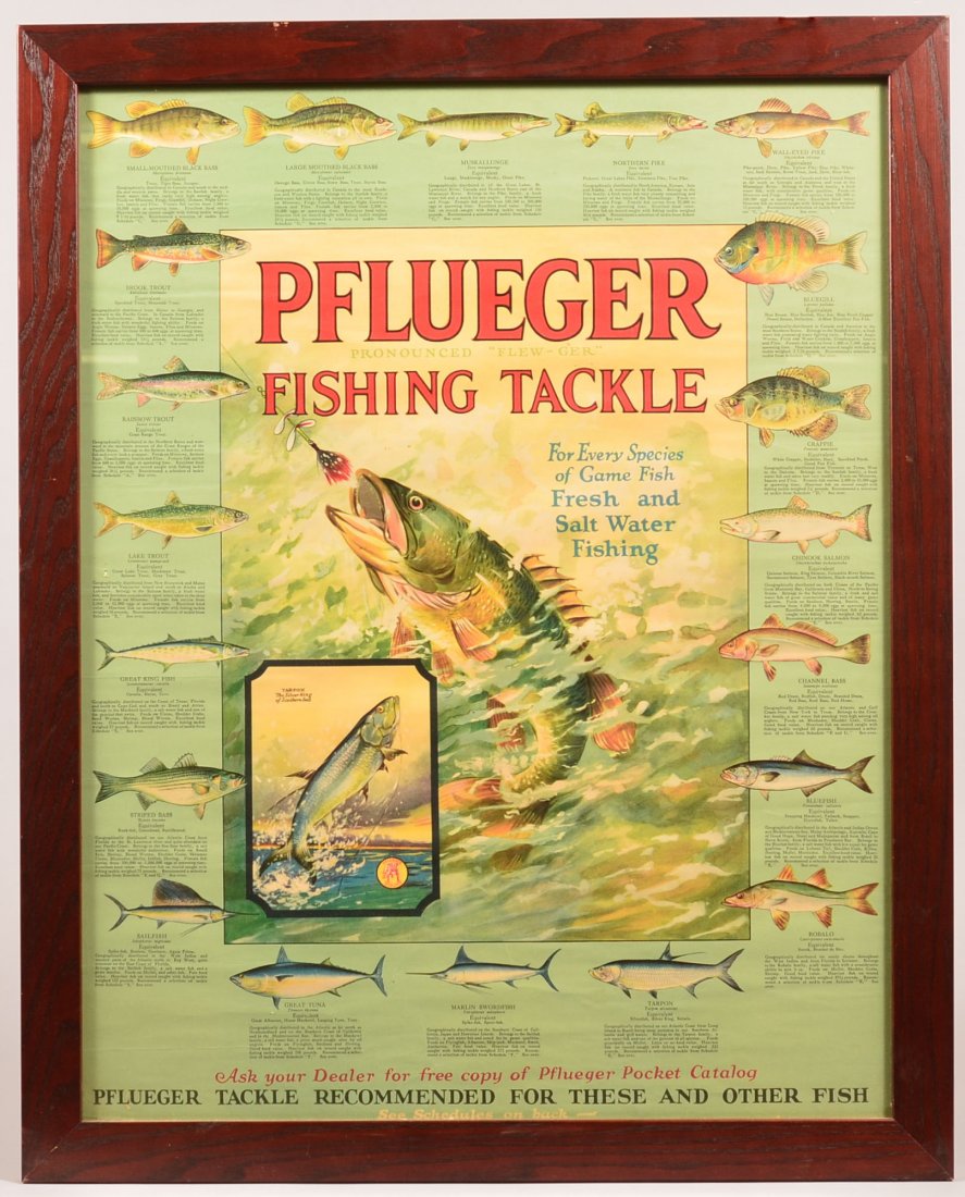 Early Pflueger Fishing Tackle Framed Poster having