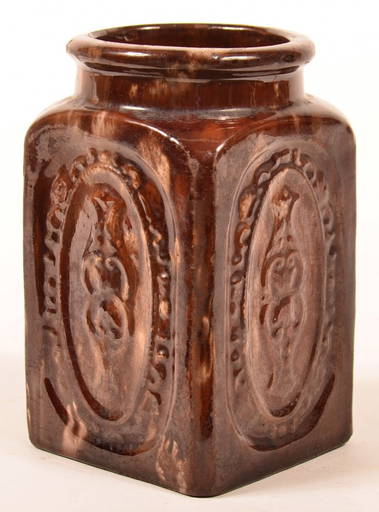 Mid 19th Century Molded Redware Pottery Storage Jar