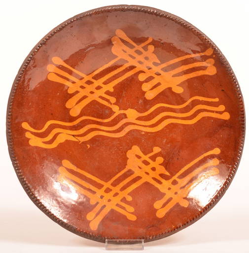 Pennsylvania 19th Century Redware Pottery Slip