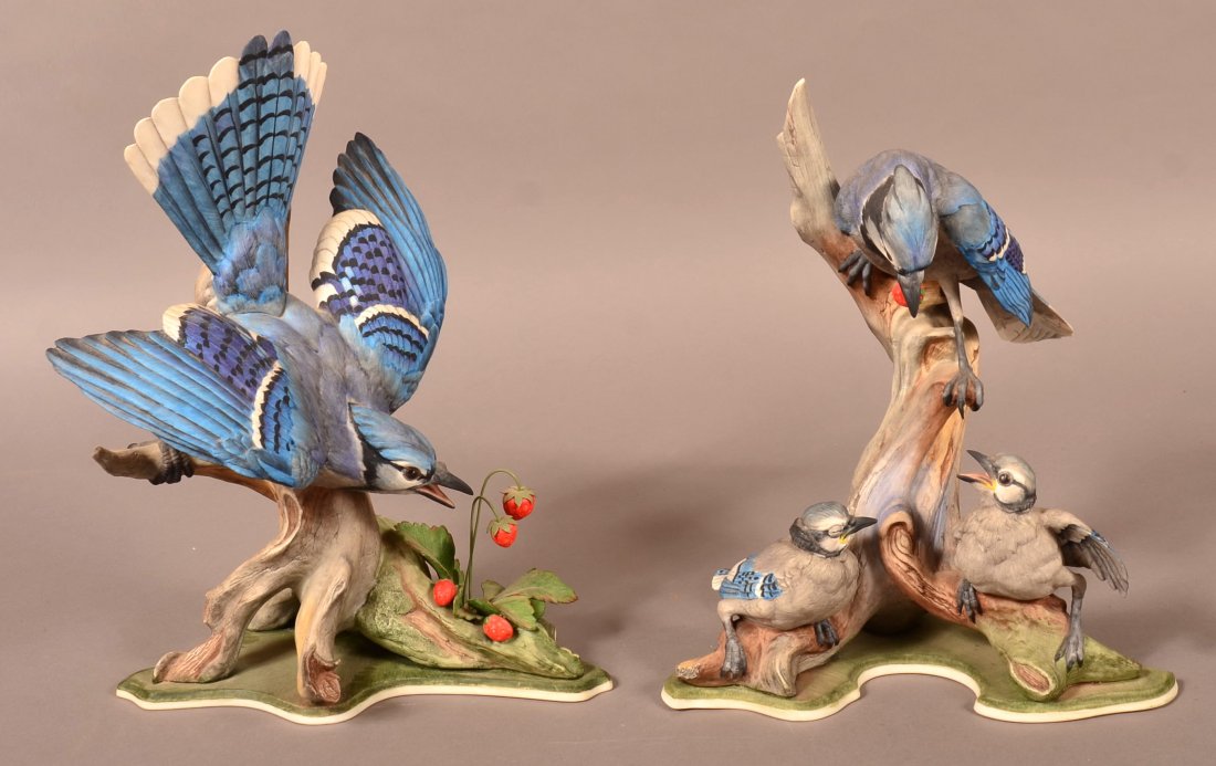 2 Edward Marshall Boehm Porcelain Blue Jays.
