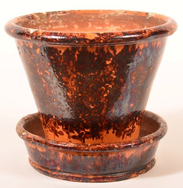 John Bell Redware Pottery Flower Pot.